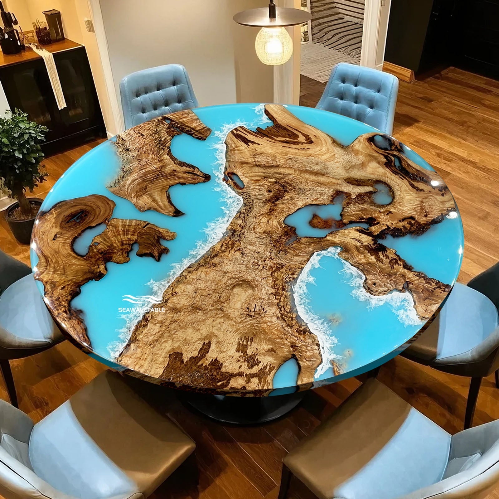 The Full Custom Journey of a Round Camphor Wood Epoxy Table – SEAWAVETABLE