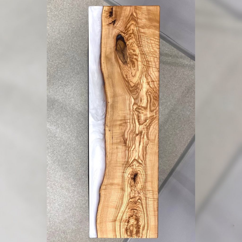 Custom 27" x 52" Bevel Edge Poplar White Epoxy Table CRT-026 with MTL0 ...