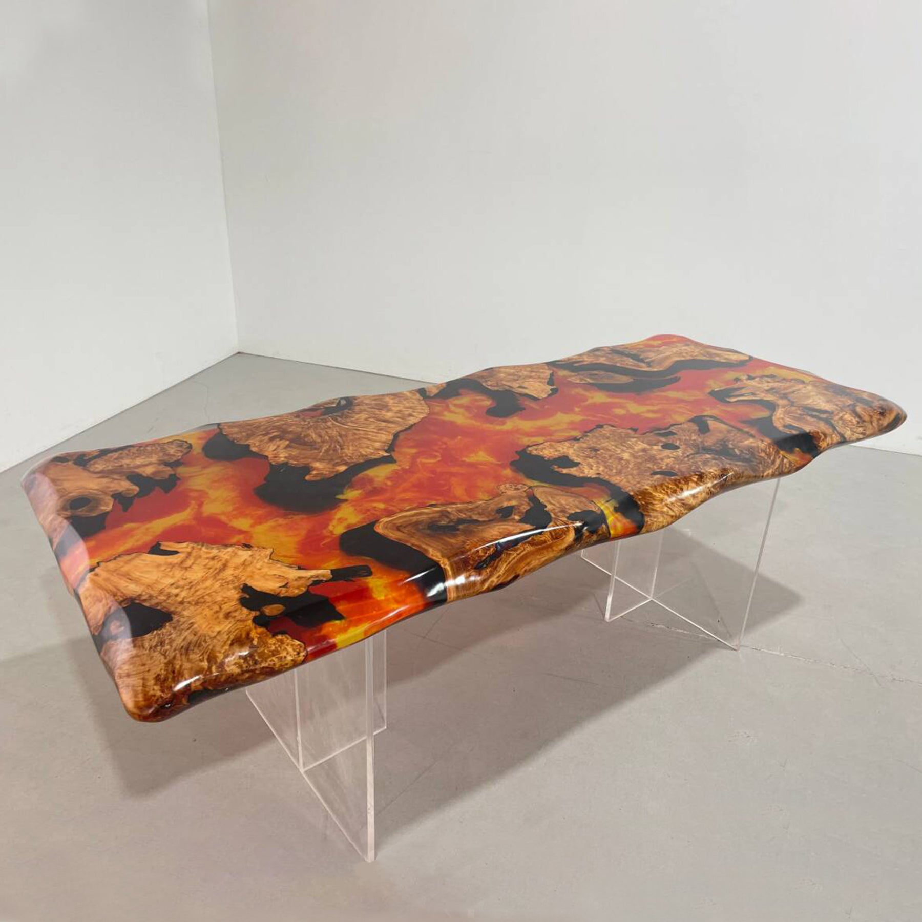 Custom Olive Epoxy Fire Lava Table Flame Table CRT-140 – SEAWAVETABLE