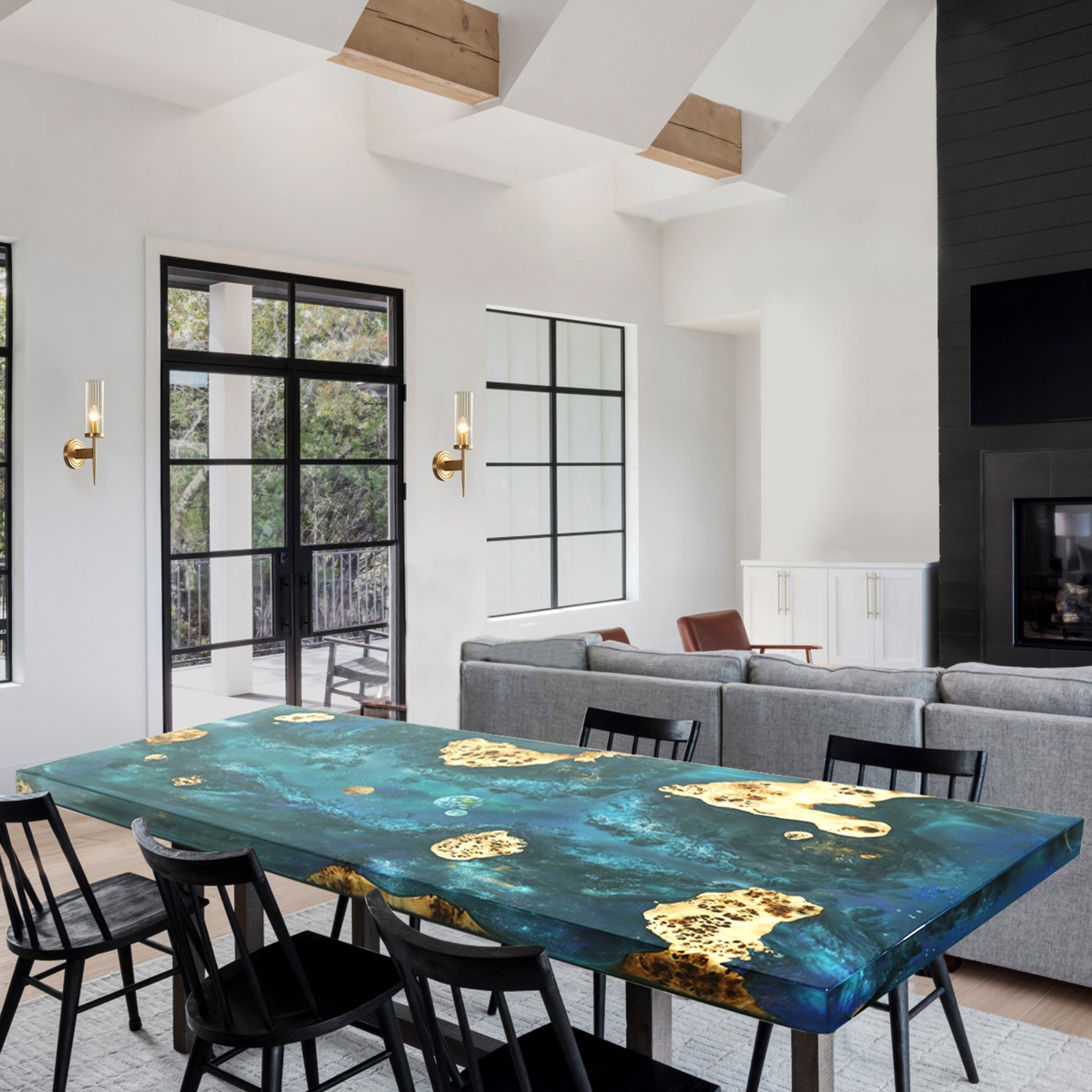 Custom Poplar Galaxy Epoxy Resin Table CRT-146 – SEAWAVETABLE