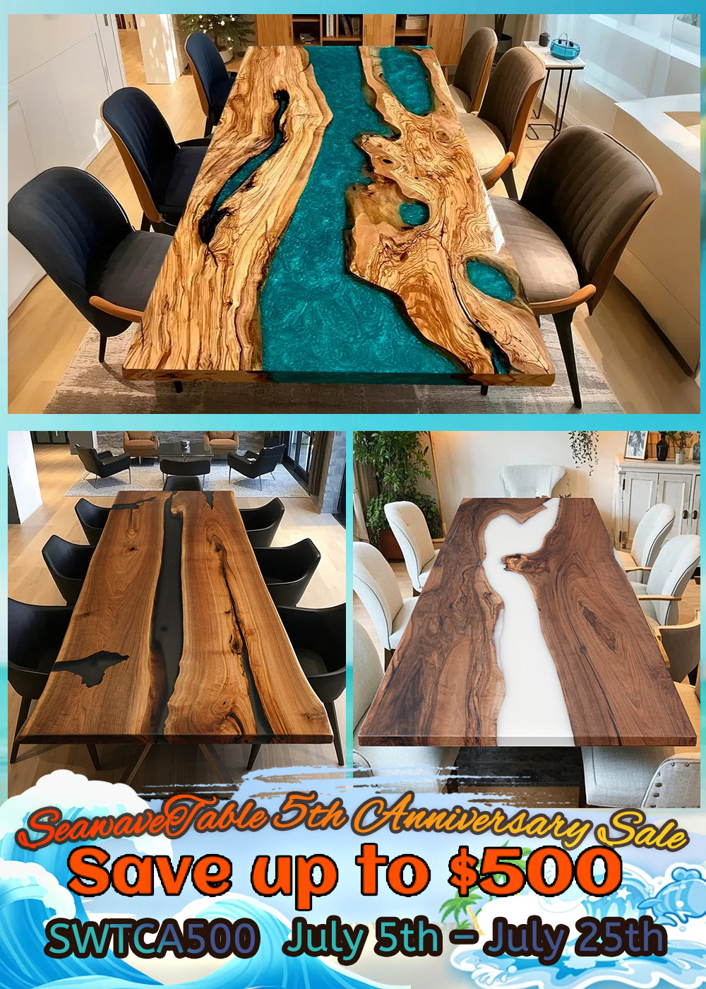 Seawavetab|Custom Resin River Tables & Solid Wood Tables – SEAWAVETABLE