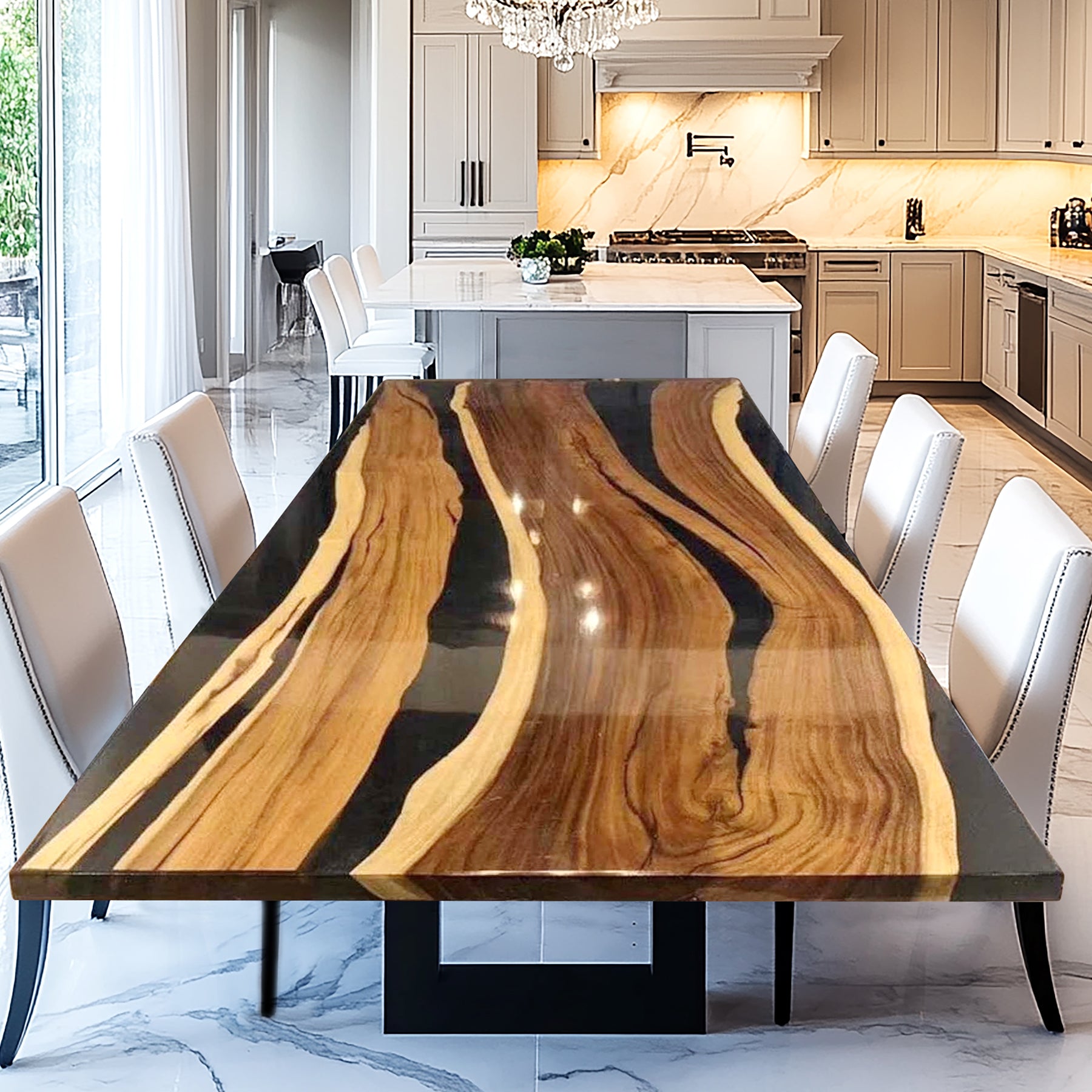 Custom Walnut Black Epoxy Conference Table CRT-178 – SEAWAVETABLE